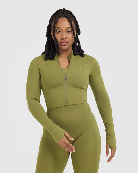 Olive Green Cropped Jacket Women's | Oner Active AU & NZ