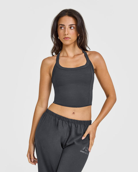 Halter Neck Vest Top - Coal | Oner Active AU & NZ