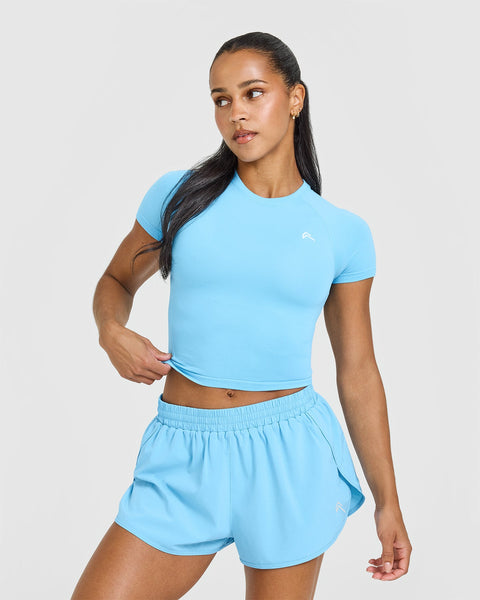 Go To Seamless Fitted Mid Top in Arctic Blue | Oner Active AU