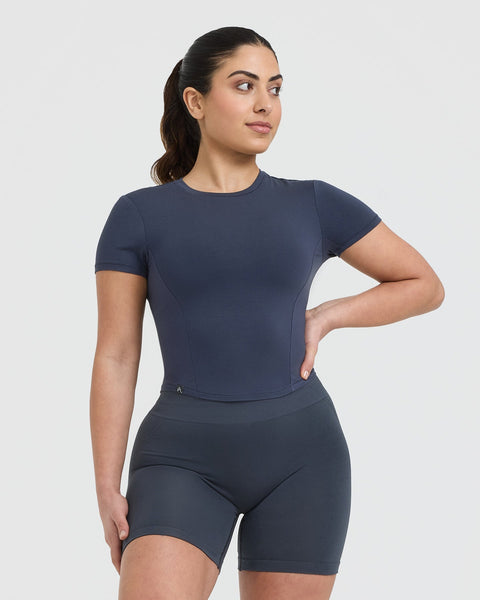 Women's Blue Short Sleeve Top - Mid Length Blue | Oner Active AU & NZ
