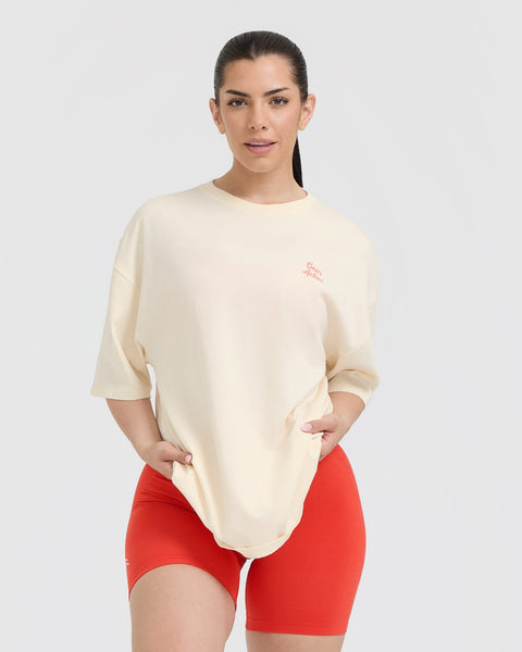 Oversized White Cotton T-Shirt - Off White | Oner Active AU & NZ