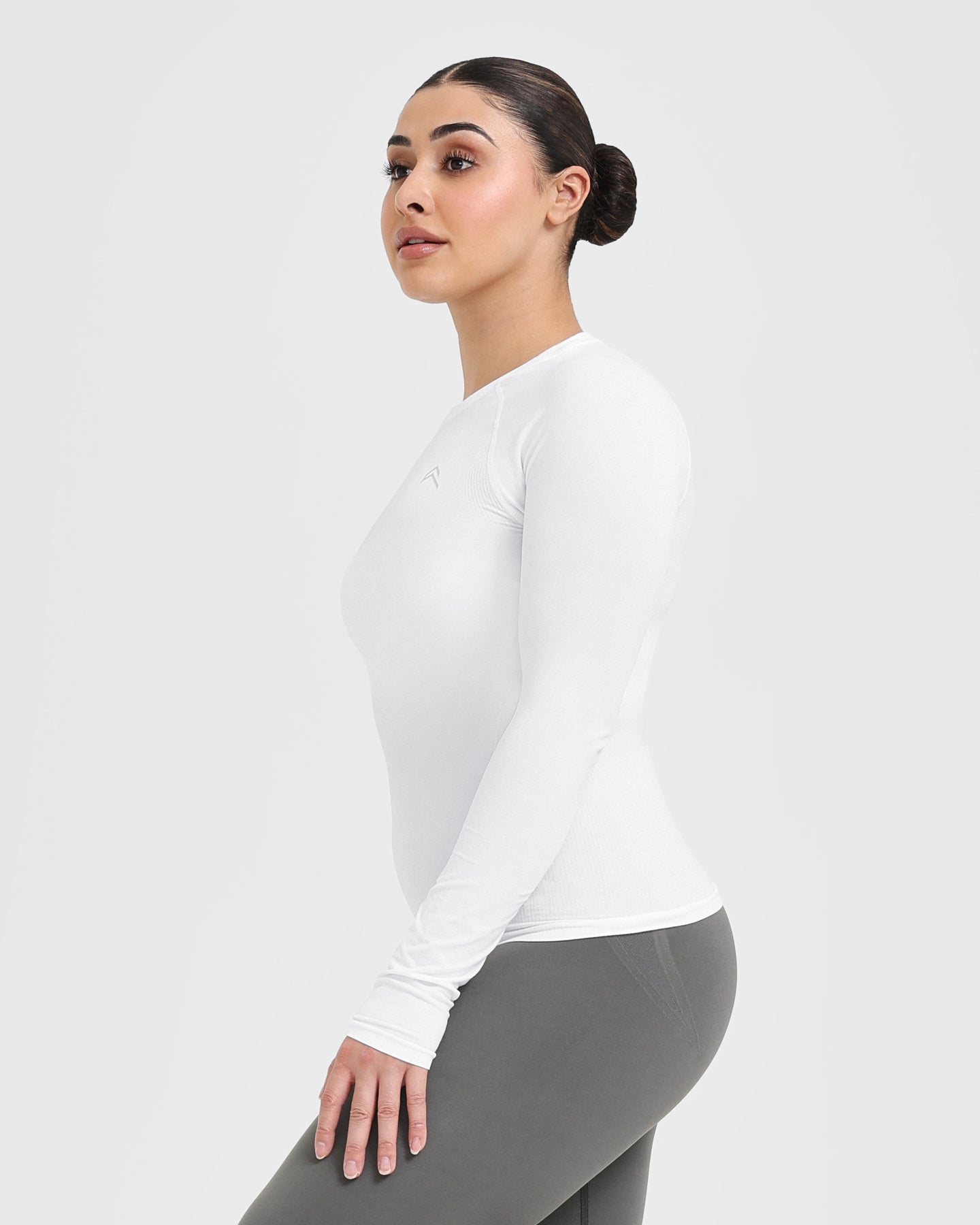 White Fitted Long Sleeve Top Women's | Oner Active AU & NZ