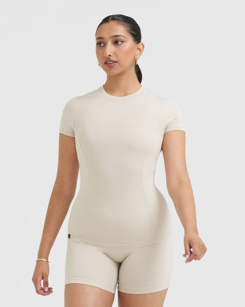 Fitted Short Sleeve Top Women's - Sand | Oner Active AU & NZ
